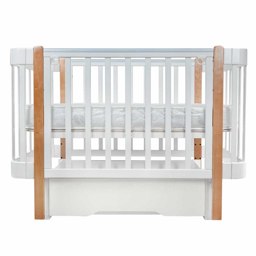 Кроватка детская PITUSO Olivia (маятник/ящик/автостенка) Белый-Бук